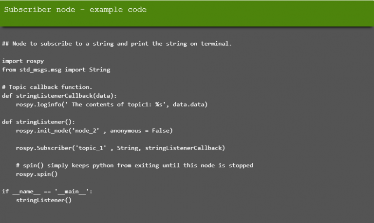 1.2.2 Build your own ROS Application - Publisher and subscriber nodes ...
